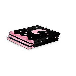 ZOOMHITSKINS PS4 Pro Skin, Compatible for Playstation 4 Pro, Moon Black Rose Pink Kawaii Anime Cloud Star Night Cute, 1 PS4 Pro Console Skin, Easy to Install, Durable & Fit 3M Vinyl, Made in The USA