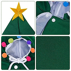 Lystaii Pet Christmas Costume Cloak Cat Santa Cape with Santa Hat Star and Pompoms Accesories Puppy Dog Xmas Party Cosplay Dress Velvet Winter Warmer for Dog Cats (Large, Green)