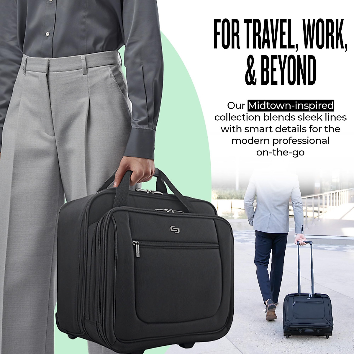 Solo Bryant Rolling Laptop Bag, Black