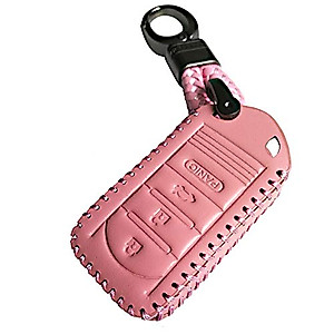 Pink 4Btn Leather Case Protector Key Fob Cover Smart Car Remote Holder Protector Jacket Fit For Acura ILX TL LTX ZDX RDX MDX M3N5WY8145 (NOT fit ENGINE HOLD FOB)