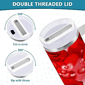 RPLIFE Roses Red 40oz Tumbler with Handle, Stainless Steel Tumbler with Straw, Coffee Tumbler