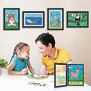 2 Pack Kids Art Frame - 8.5X11 Kids Artwork Frames Changeable Picture Display Holds Max. 150 Pcs,Front Open Storage Frames Great for 3D Picture,A4 Artwork,Children Drawing,Hanging Art (Black)