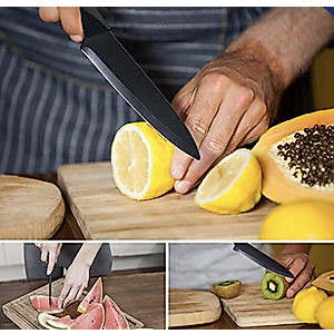 Kitchen Ceramic Knife Set Professional Knife With Sheaths, Super Sharp Rust Proof Stain Resistant (6" Chef Knife, 6" Bread Knife, One Peeler)