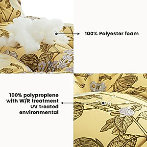 ARTPLAN Outdoor Cushions for Settee,Wicker Loveseat Cushions with Tie,Tufted Patio Cushions 2 U-Shaped Set of 5 Piece,L44xW19，Floral,Beige