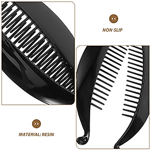 LALAFINA 6pcs French Banana Clip Hair Combs Fishtail Hair Clips Banana Hair Clip Ponytail Holder Vintage Clincher Comb Tool for Thick Fine Curly Hair, Black