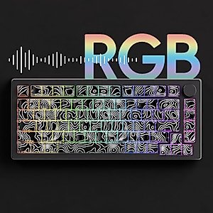 MONSGEEK M1 V5 Aluminum Mechanical Keyboard 75% Topographic Theme Quick Release Gaming Keyboard with Knob, 8000 mAH RGB Hot-swappable Black Custom with Side-Printed Keycaps Pre lubed Piano Switch
