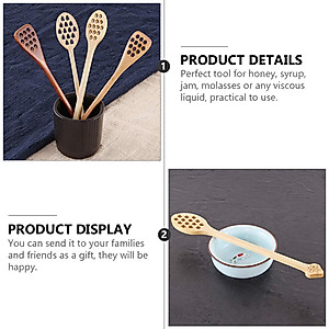 YARDWE 4pcs Honey Mixing Spoon Honey Stirring Spoon Wooden Honey Dipper Wooden Spoons Wooden Coffee Spoon Honey Spoon Honey Stir Stick Mini Blender Stirring Stick Honey Stick
