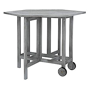 SAFAVIEH Outdoor Collection Kerman Grey Wash 5-Piece Foldable Patio Dining Set (Fully Assembled)