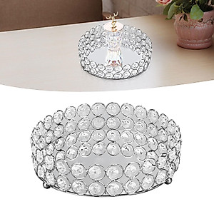 JUOPZKENN Crystal Cosmetic Makeup Tray Jewelry Trinket Tray Organizer Vanity Tray Mirrored Decorative Tray Home Deco Dressers Perfume Skin Care Tray for Christmas Brithday Gift(Silver 20cm)
