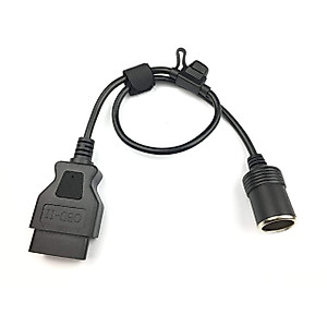 OBD2 to Cigarette Lighter Female Connecter Vechile Car Constant Power Cable 16AWG Safely with 15A Fuse