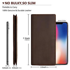 Kattee Men's Vintage Genuine Leather Long Wallet for Checkbook Credit Cards