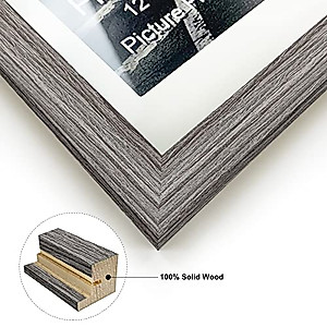 Finefrarm 12x16 Frames Set of 3 Display Pictures 11x14 with Mat or 12x16 Diamond Paintings Without Mats Farmhouse Distressed Picture Frames Wall Art for Living Room Wall Mounting Decor - Multicolour