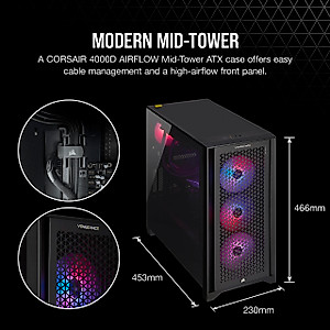 Corsair Vengeance i7400 Series Gaming PC - Liquid Cooled Intel® Core™ i7 13700K CPU - NVIDIA® GeForce RTX™ 4070 Graphics - 32GB Vengeance RGB DDR5 5600MHz Memory - 1TB M.2 NVMe SSD - Black