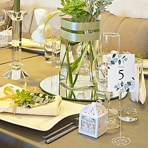 KIMOBER 10PCS 8.75" Tall Table Number Holders, Round Place Card Holder,Tabletop Memo Note Stand Picture Photo Picks Card Clips for Wedding Birthday Party(Silver)