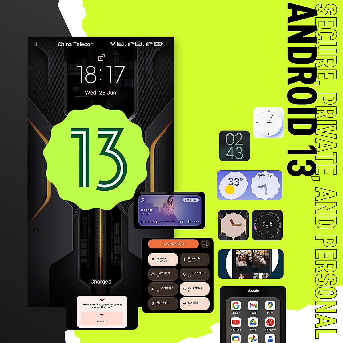 Ulefone Armor X12 Pro Rugged Phones Unlocked, 5.45 inch Screen, Android 13, 8GB + 64GB, 13MP + 8MP Waterproof Camera, 4860mAh Battery, Military Grade Smartphone, Face ID, NFC, OTG, WiFi - Orange