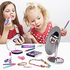 balnore 27 Pcs Girl Pretend Makeup for Toddlers - Toddler Makeup Kit with Purse | Pink Make up for Kids, Birthday for Girls 3 4 5 Years Old