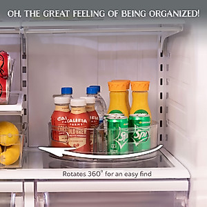 Lazy Susan Turntable - Clear Acrylic, Removable Sections, Rotates 360 Degrees. Easily Organize Your Fridge, Cabinet or Counter. Great Carousel Storage for Food, Spices, Cosmetics. (4-Sections)