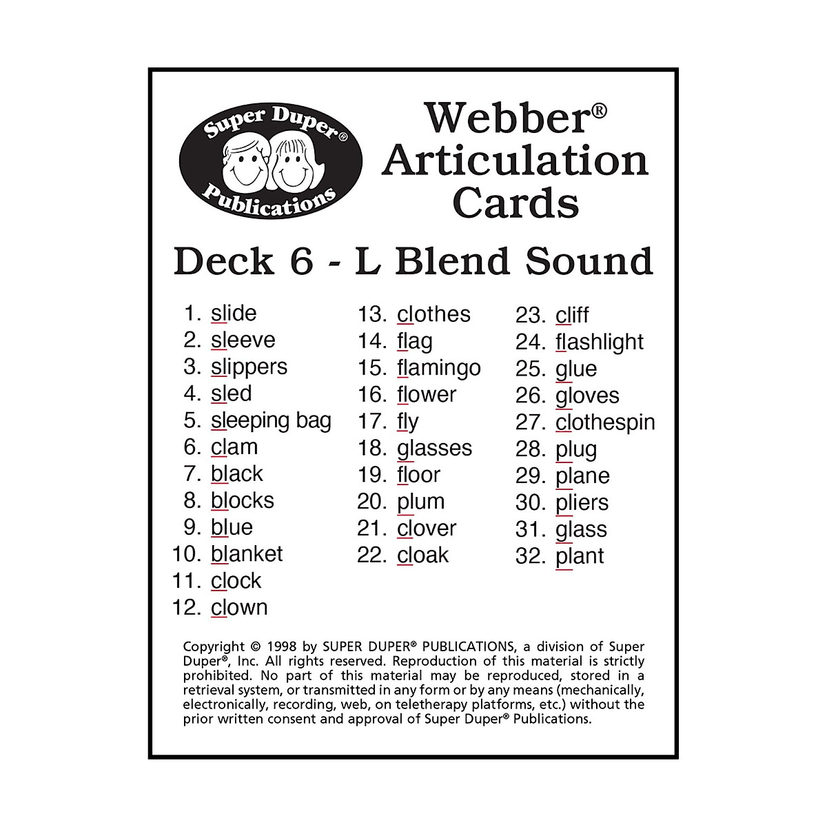 Super Duper Publications | Articulation L Blends Fun Deck | Vocabulary and Language Development Flash Cards | Educational Learning Materials for Children
