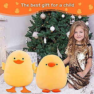 DEYI Plush Duck Stuffed Animal Soft Toys Yellow Duckling Stuff,Gifts for Friends and Children Christmas,Cute Yellow Throw Pillow (Long-Legged Yellow Duck,15.7in)
