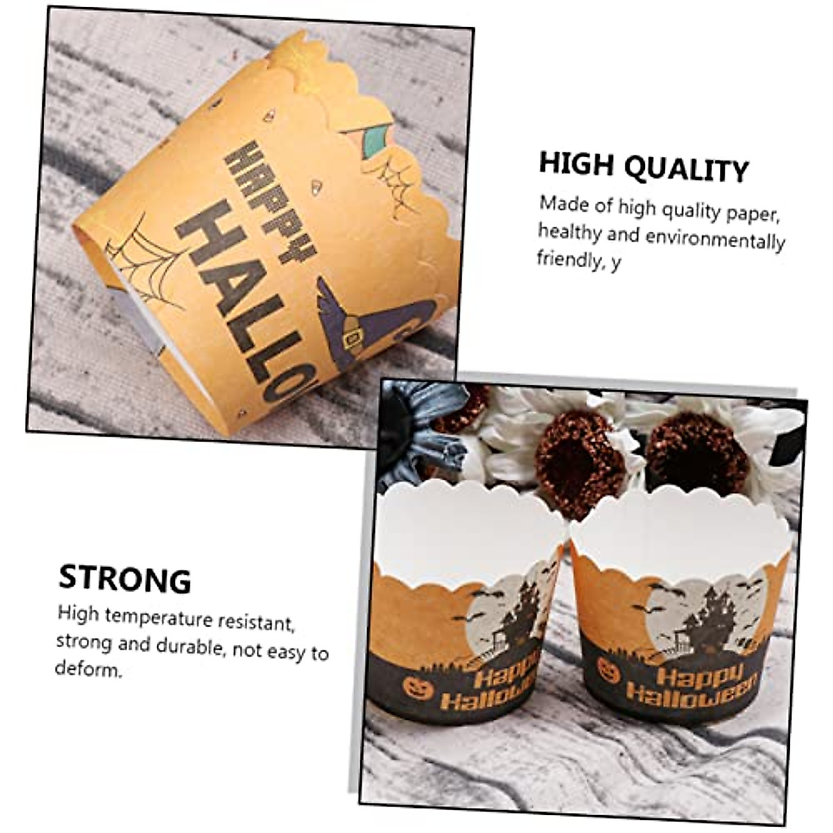 DOITOOL 100pcs Halloween Muffin Cups Mini Cakes Thickening Mousse Mini Cake Boxes Halloween Cupcake Decor Paper Cupcake Wrappers Halloween Cupcake Wrapper Cake Packing Cup Baking Cups Hard