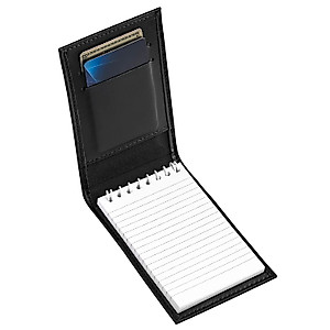 Black Leather Pocket Notepad Holder for 3x5 Inch Memo Pad Holder D and K Police Pocket Notebook, 1 3x5 Inch Lined Notepad Included