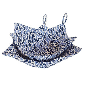 CUSHYSTORE 2 Bowl Cozies Cotton Holders Heat and Cold Resistant Anti-Scalding Protector 8.5" Large 7.5" Small - Navy Leave