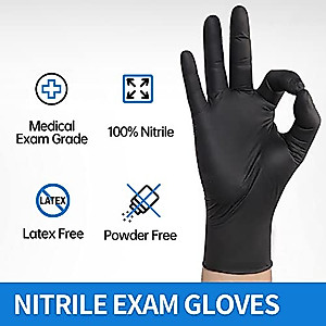 Basic Medical Black Nitrile Exam Gloves - Latex-Free & Powder-Free, 5 mil Gloves, NGPF-1048 (pack of 100), XX-Large