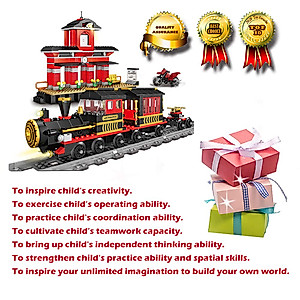 JIMUJIA Building Blocks Toys 583 Pieces Classic Train Set with Station Construction Brick Education Learning Toys for Kids 6+ Birthday for Boys and Girls Train Combination