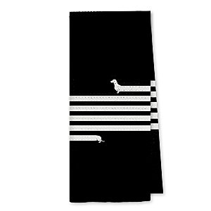 DIBOR Funny (Very) Long Dachshund Black Kitchen Towels Dish Towels Dishcloth,Funny Dog Decorative Absorbent Drying Cloth Hand Towels Tea Towels for Bathroom Kitchen,Dog Lovers Girls Women Gifts