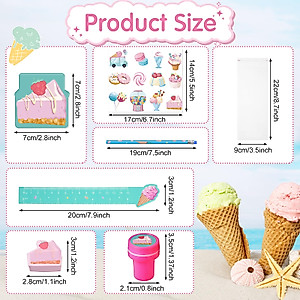 PerKoop 168 Pcs Ice Cream Party Favors Include Mini Notebook Sticker Pencil Stationery Gift Set Sweet One Party Favor Supply for Candyland Donuts Birthday Decoration Classroom Reward Stuffer Filler