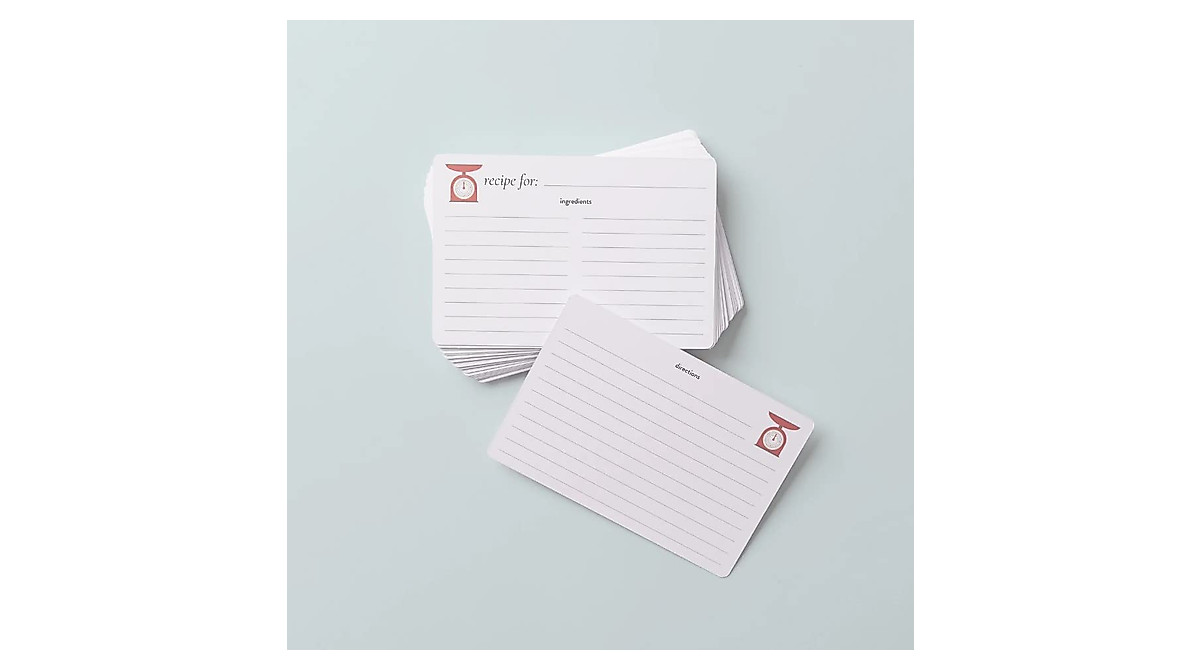 Elegant Cream Recipe Tin with 25 Blank Cards | Classic Kitchen Organizer