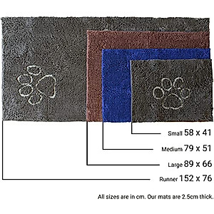 Dog Gone Smart Dirty Dog Microfiber Paw Doormat - Super Absorbent Dog Mat Keeps Paws & Floors Clean - Machine Washable Pet Door Rugs with Non-Slip Backing | Medium Grey