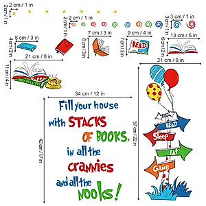 decalmile Colorful Inspirational Quotes Wall Decals Reading Books Letters Wall Stickers Classroom Kid Bedroom Playroom Wall Decor