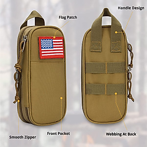 ATRIPACK Tactical Lunch Bag Medium Size (Camp-Brown) & Tactical Pencil Case for Men Women Teens Boys Girls (Brown)