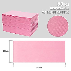 50Pcs Disposable Bed Sheets Massage Table Sheet Waterproof Bed Cover Non-Woven Fabric for Spa Beauty Salon Hotels 31"X 71", Pink