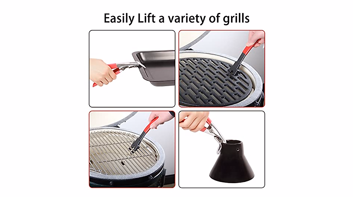 QQPOLE Grill Grate Lifter Gripper Set,Cooking Grid Lifter Grill ...