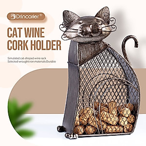 Drincarier Cat Decor Wine Cork Holder Tabletop Wine Racks Shelf Metal Wine Bottle Holder Home Decor Wine Decor… (Cat Cork Holder)…………