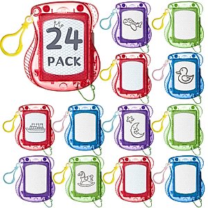 24 Pcs Mini Magnetic Drawing Boards Doodle Board for Kids Backpack Keychain Clip Drawing Board Erasable Sketch and Painting Pad for Classroom Rewards Party Favors Goodie Bag Stuffers (Classic Style)