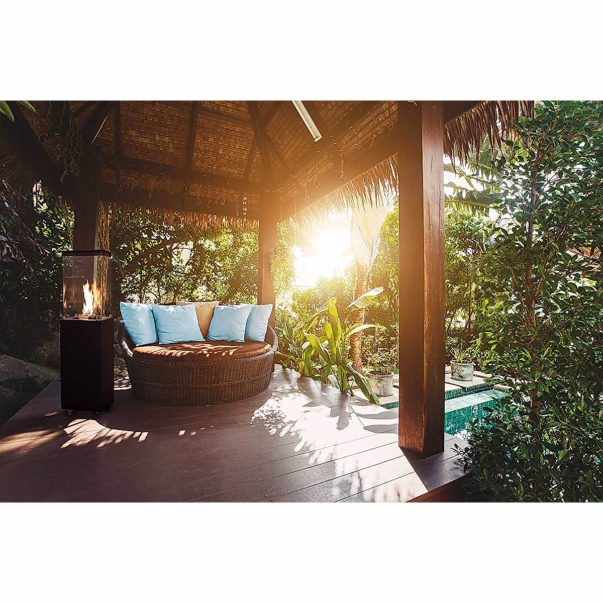 Planika Lighthouse Outdoor Patio Heater Propane Outdoor Fireplace for Patio Propane Fire Pit for Outside Heater Outdoor Gas Heaters for Patio Commercial