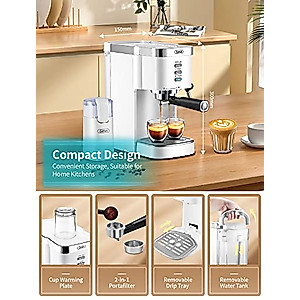 Gevi 20 Bar High Pressure Espresso Machines, Expresso Coffee Machine with Milk Frother for Espresso, Latte Macchiato, Cuppuccino,1.2L Water Tank, 1350W