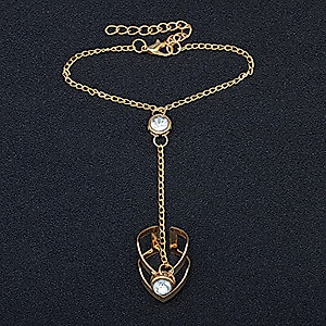 INENIMARTJ Gold Hand Chain Bracelet for Women Ring Bracelet Hand Chain Butterfly Crystal Finger Chain Bracelet Rhinestone Hand Chain Ring Bracelets Boho Slave Bracelet Hand Jewelry (A)