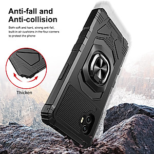 Customerfirst Case for Samsung Galaxy Xcover6 Pro, with Screen Protector, Ring Stand for Magnetic Car Mount, Military Grade Shockproof Protective Phone Cover for Xcover 6 Pro (Black)