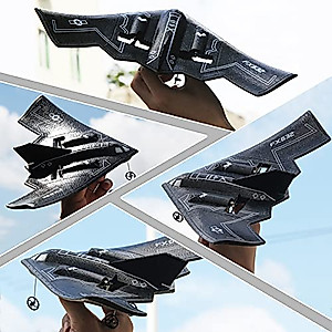 fisca RC Airplane Remote Control B-2 Spirit Stealth Bomber Plane, 2.4Ghz 2CH Foam Drone Ready to Fly Aircraft Toy for Kids and Adults