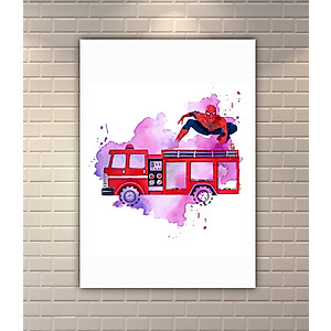 OzWood Crafts- Spiderman Wall Decor Poster Prints, Set of 4 FRAMELESS (8''x10''), Superhero room decor for boys, Spiderman Posters for Boys Room, Spiderman Wall Art, Spiderman Room Decor