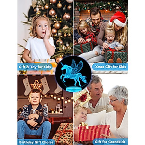 FULLOSUN Unicorn Gifts for Grils,3D Illusion Night Light Bedside Lamp wtih Remote Control 16 Colors Changing Dim Function, Creative Gifts for Room/Home Decor Birthday Xmas for Boys & Girls