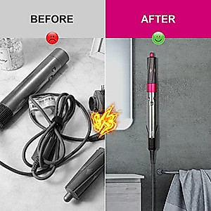 LANMU Wall Mount Holder Compatible with Dyson Airwrap Styler Complete, Storage Organizer Stand Curling Iron Accessories for Home Bathroom (Gray)