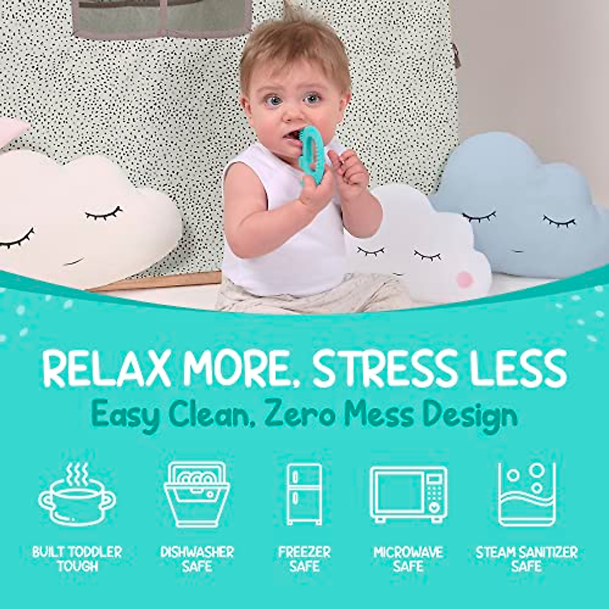 BABY ELEFUN Teething Toy Ring, Effective & Easy to Hold BPA Free Silicone Elephant Teethers with Gift Package, Teether Rings Toys Best for Babies 0-6, 6-12 Months, Infant Boys & Girls, Baby Shower