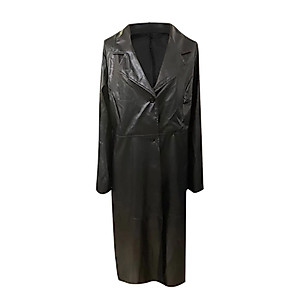 INESVER Leather Jacket for Women, Sales Today Clearance Winter Warm Trench Coats Loose Open Front Long Parka Oversizes Gothic Long Pea Coat with Pockets Outerwear