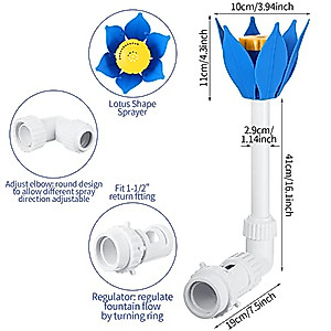 3 Pcs Pool Fountain Jet Adjustable Waterfall Pool Fountain Spray Above Inground Swimming Pool Waterfall Sprayer Flower Flower Pond Fountain Nozzle Accessories