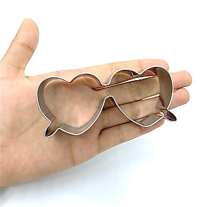 LILIAO Heart Shape Sunglasses Cookie Cutter Summer Beach Fondant Biscuit Cutter - 3.6 x 1.6 inches - Stainless Steel